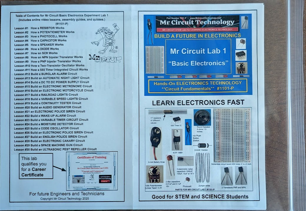 Mr Circuit Labs that include electronic components and online lessons ...