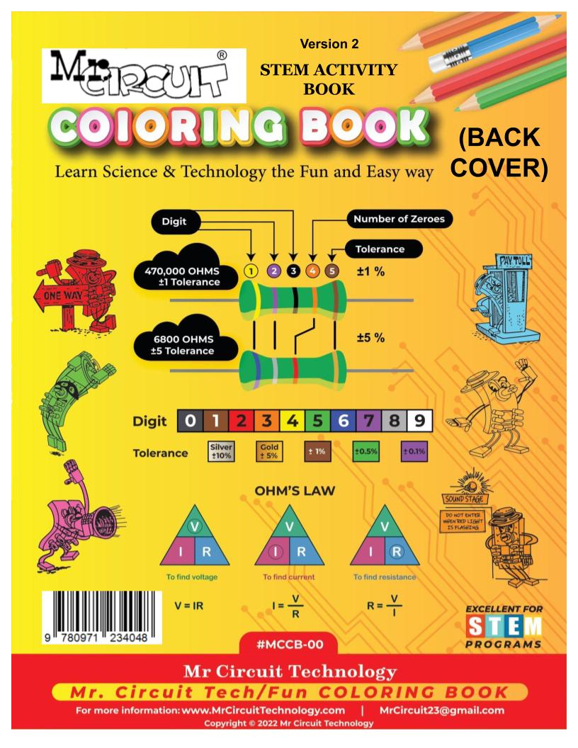 Mr Circuit Basic Electronics Coloring Book for Elementary and Montesso ...