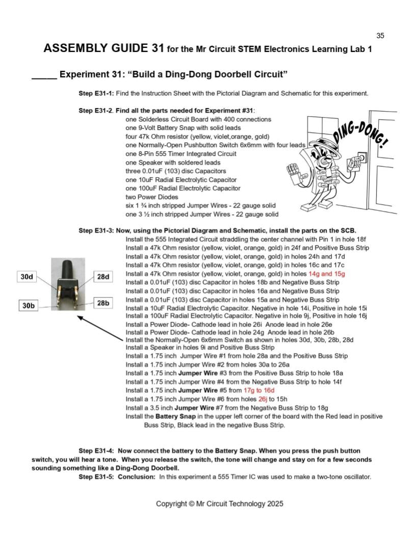 MC1-31 * * Mr Circuit Science * * Experiment Kit "Ding Dong Doorbell C ...